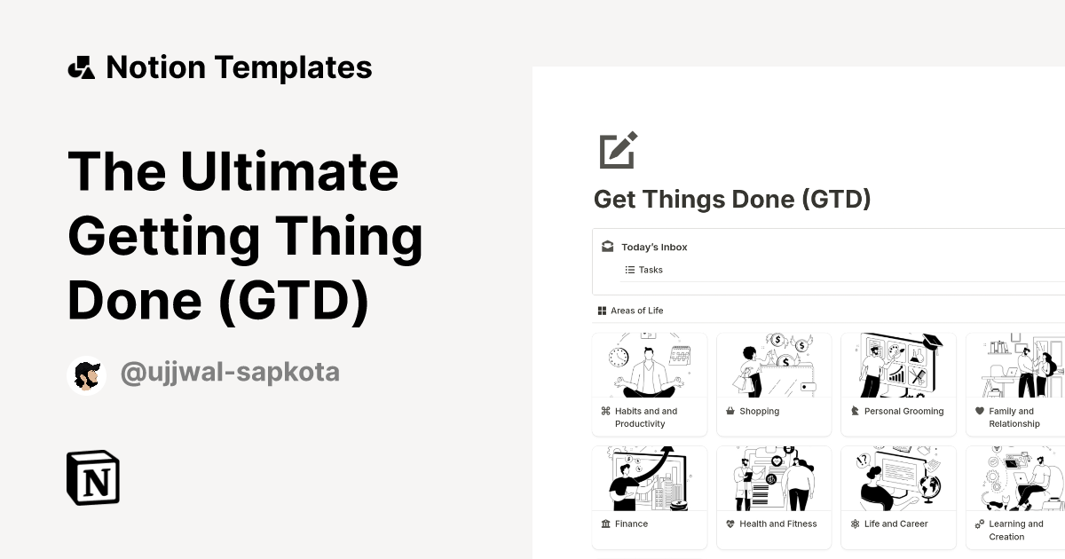 The Ultimate Getting Thing Done (GTD) Template by Ujjwal Sapkota | Notion Marketplace