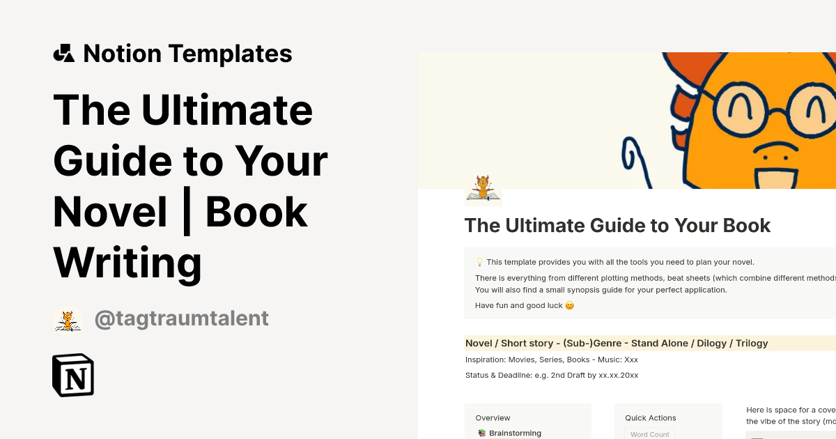 The Ultimate Guide to Your Novel | Book Writing Template by ...