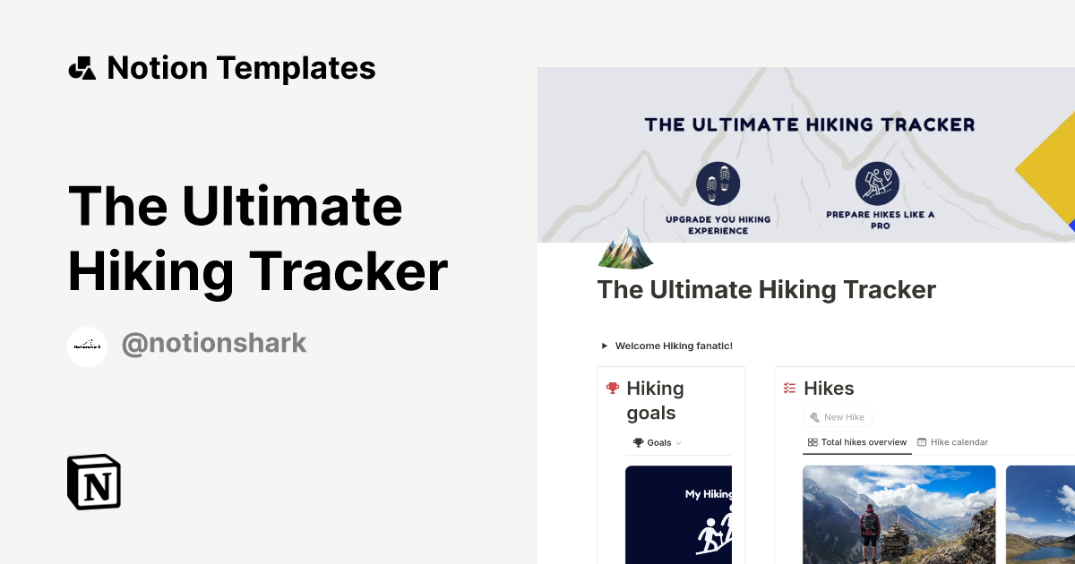 The Ultimate Hiking Tracker Template by Notionshark | Notion Marketplace