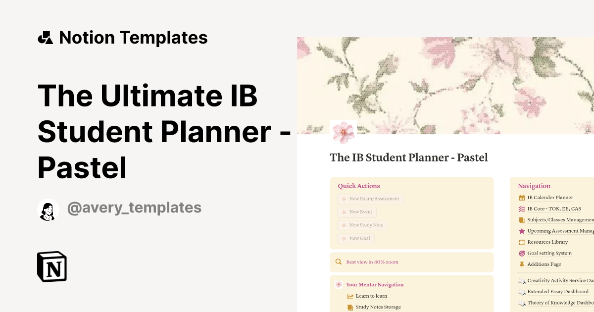 The Ultimate IB Student Planner - Pastel Template by avery's templates ...