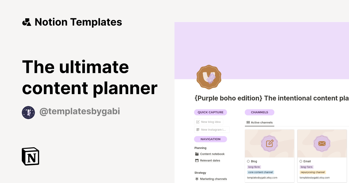 The ultimate content planner Template by Templates by Gabi | Notion ...