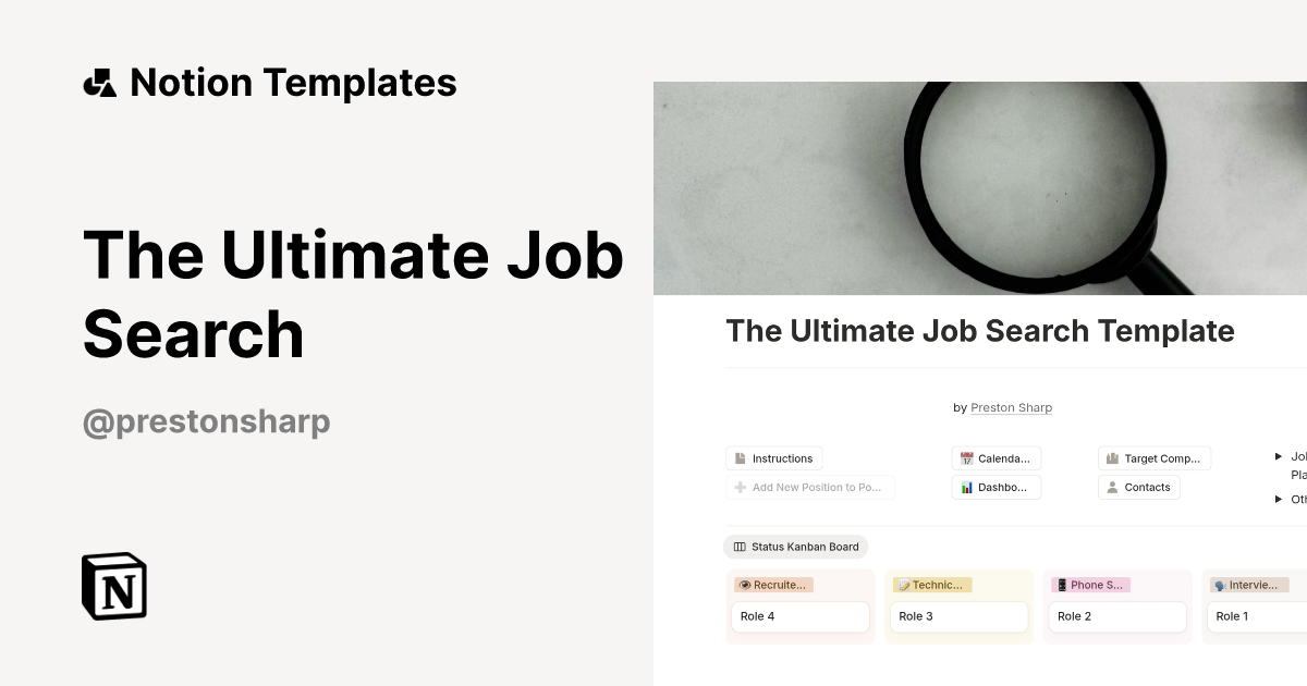 The Ultimate Job Search Template by Preston Sharp | Notion Marketplace