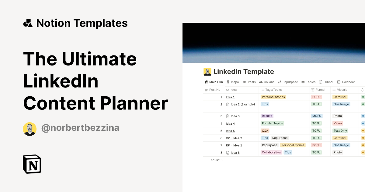 The Ultimate LinkedIn Content Planner Template by Norbert Bezzina ...