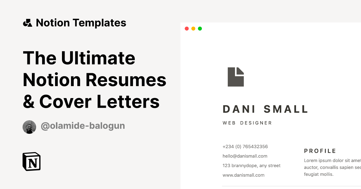 The Ultimate Notion Resumes & Cover Letters Template | Notion Marketplace