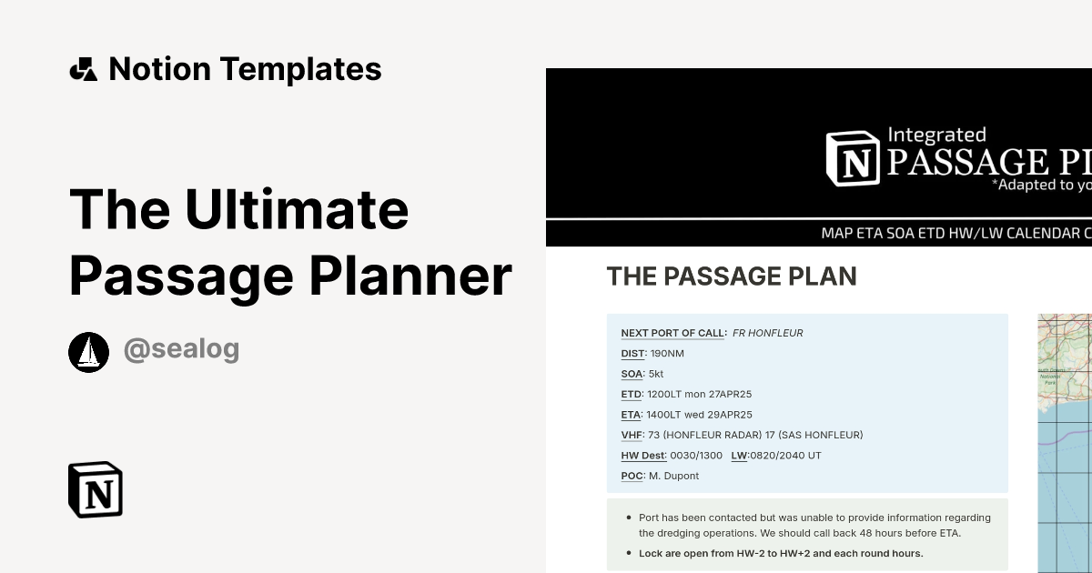 The Ultimate Passage Planner Template by SEALOG | Notion Marketplace
