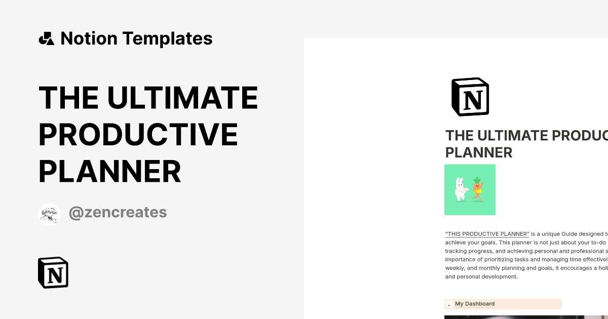 THE ULTIMATE PRODUCTIVE PLANNER Template | Notion Marketplace