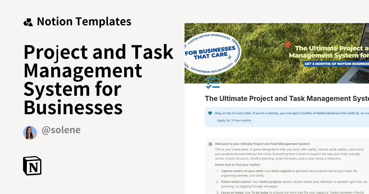 Project and Task Management System for Businesses Template by Solene ...