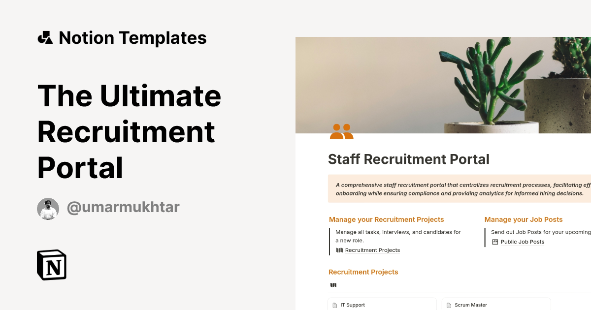 The Ultimate Recruitment Portal Template | Notion Marketplace