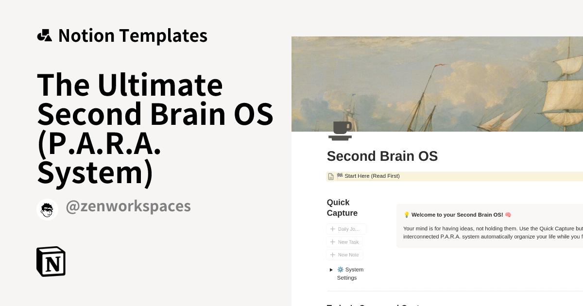 The Ultimate Second Brain OS (P.A.R.A. System) Template by Zen ...