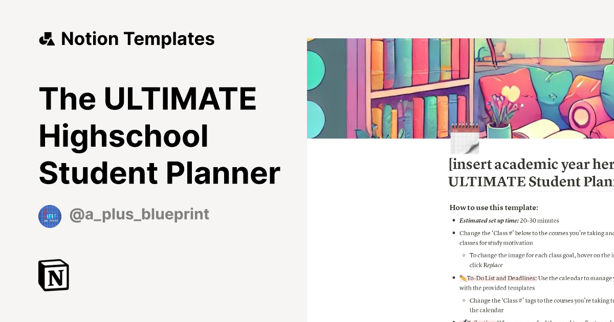 The ULTIMATE Highschool Student Planner Template | Notion Marketplace