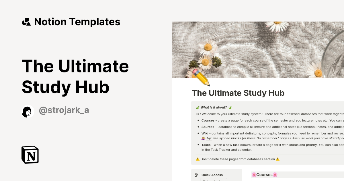 The Ultimate Study Hub Template | Notion Marketplace