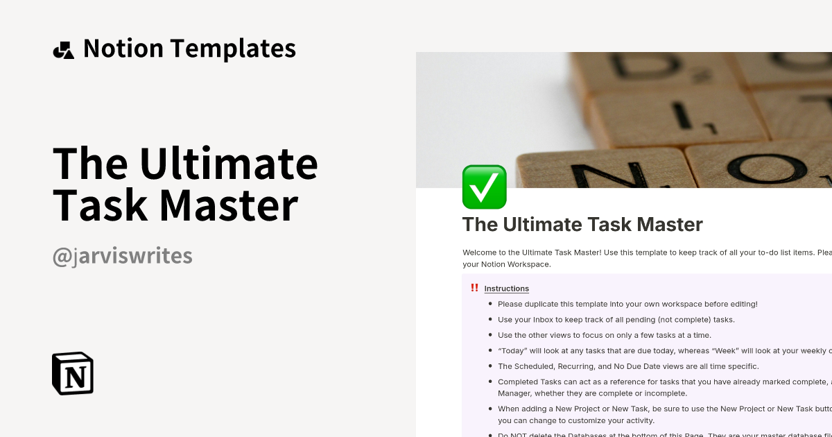 The Ultimate Task Master Template | Notion Marketplace