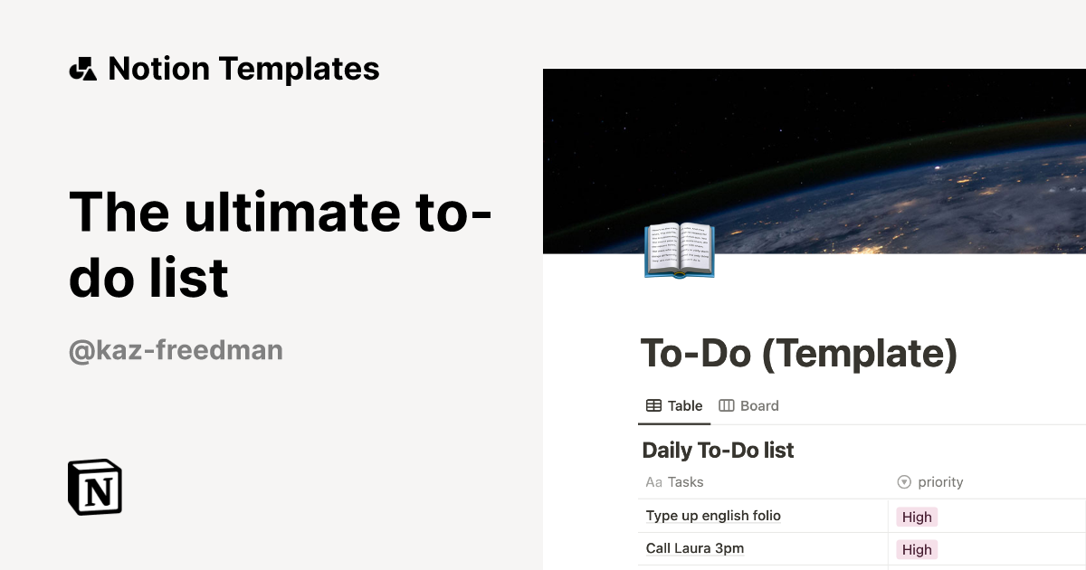 The ultimate to-do list Template | Notion Marketplace