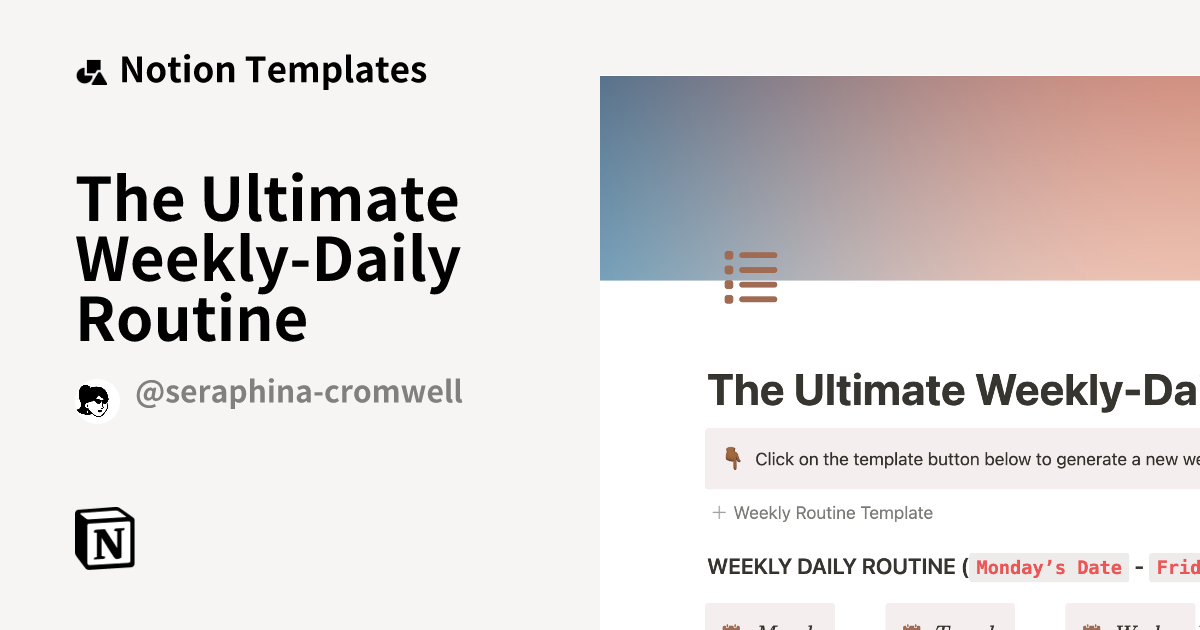 The Ultimate Weekly-Daily Routine Template by Seraphina Cromwell ...