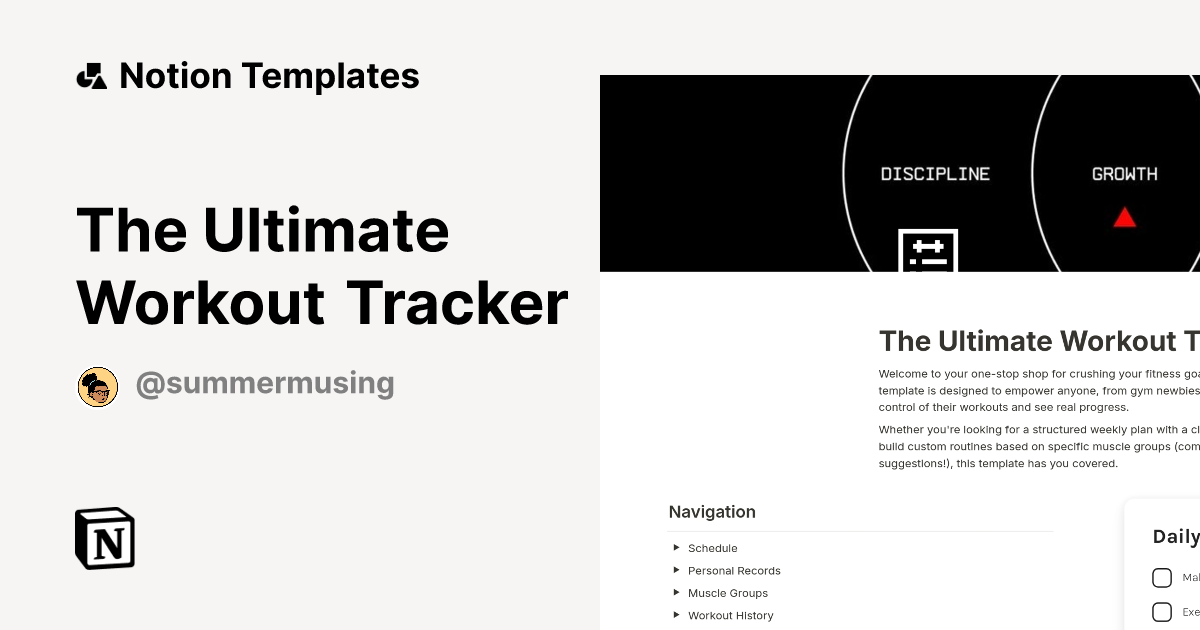 The Ultimate Workout Tracker Template | Notion Marketplace