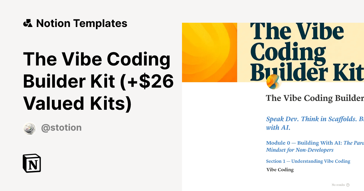 The Vibe Coding Builder Kit (+$26 Valued Kits) Template by Stotion ...