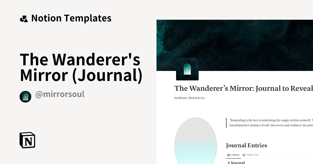 The Wanderer's Mirror (Journal) Template | Notion Marketplace