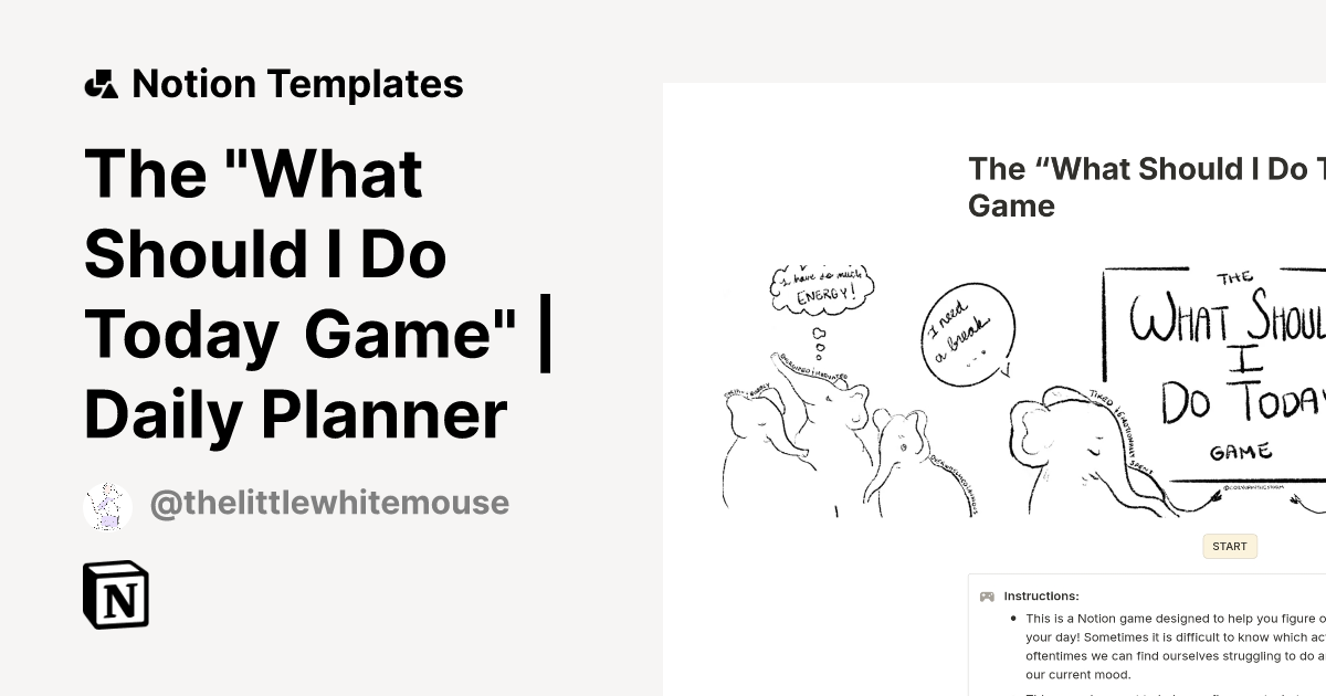 The "What Should I Do Today Game" | Daily Planner Template | Notion ...