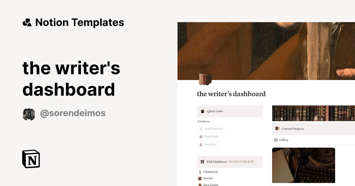 the writer's dashboard Template by Sören Deimos | Notion Marketplace