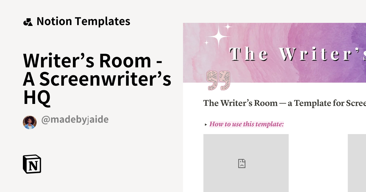 Writer’s Room - A Screenwriter’s HQ Template | Notion Marketplace