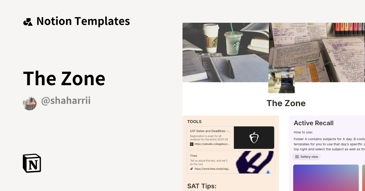 The Zone Template by Shaharrii | Notion Marketplace