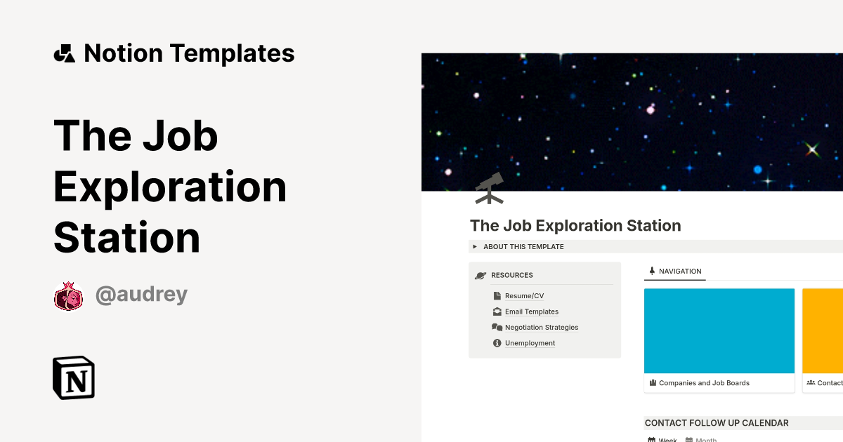 The Job Exploration Station Template by Audrey's Templates | Notion ...