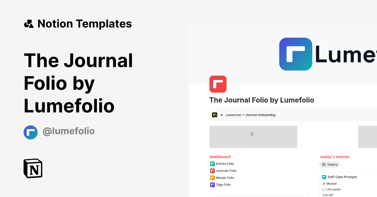 The Journal Folio by Lumefolio Template by Lumefolio | Notion Marketplace