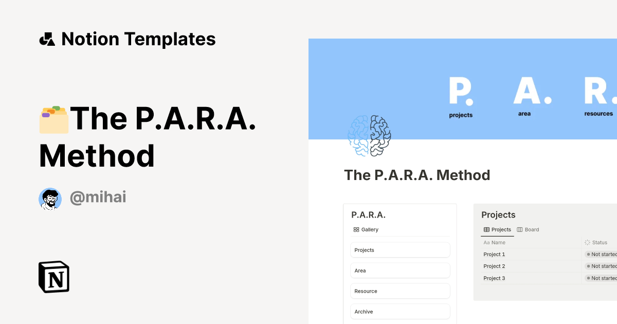 🗂️The P.A.R.A. Method Template | Notion Marketplace