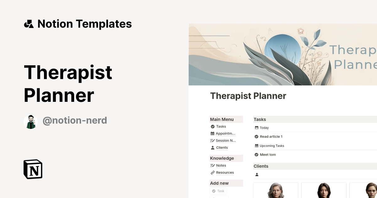 Therapist Planner Template | Notion Marketplace