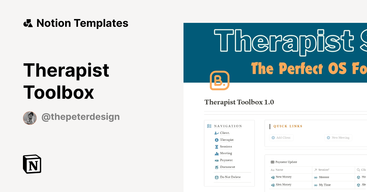 Therapist Toolbox Template by Peter Holland | Notion Marketplace