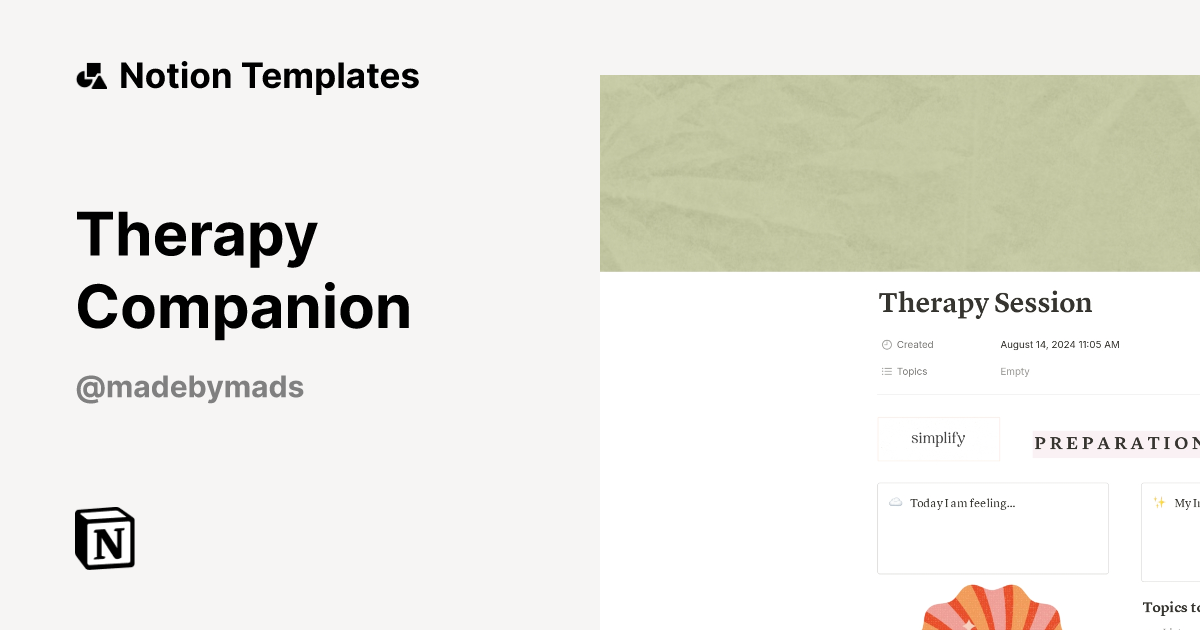 Therapy Companion Template by madebyMads | Notion Marketplace