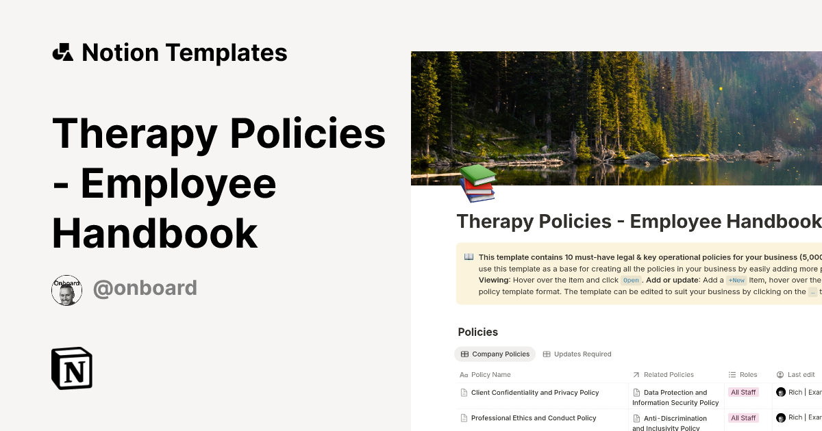 Therapy Policies - Employee Handbook Template | Notion Marketplace