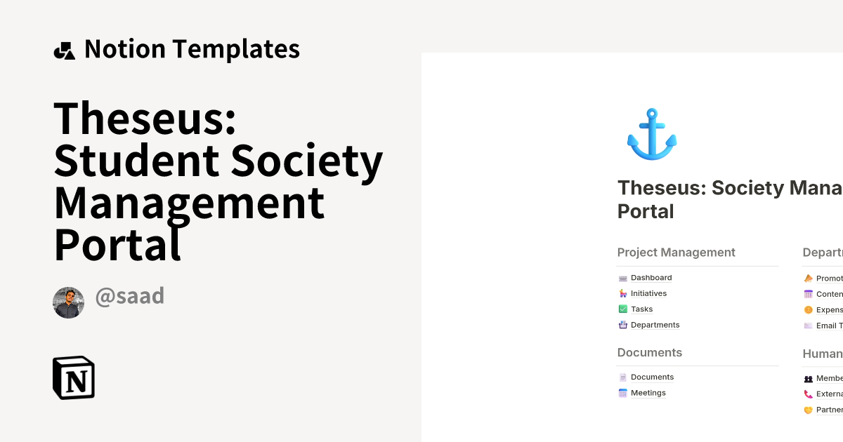 Theseus: Student Society Management Portal Template by Saad Hasnain ...