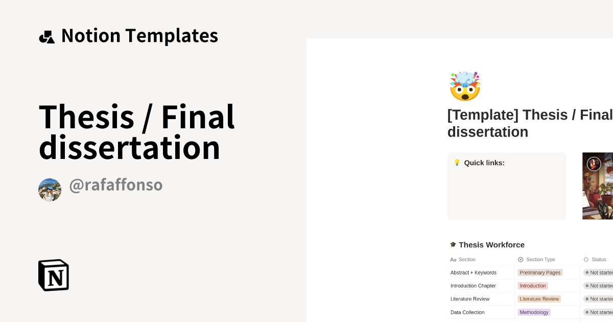 Thesis / Final dissertation Template by Rafaffonso | Notion Marketplace