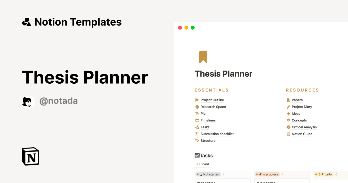 Thesis Planner Template | Notion Marketplace