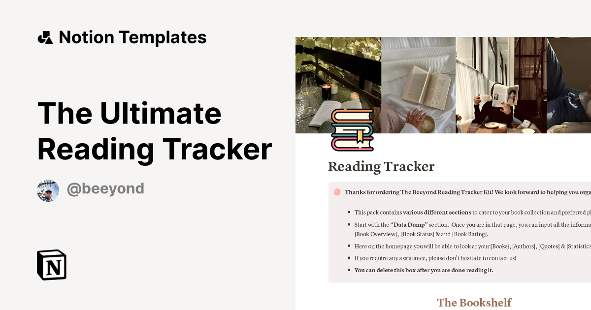 The Ultimate Reading Tracker Template by Beeyond | Notion Marketplace