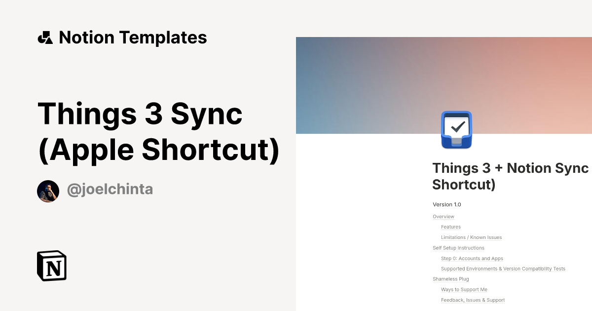 Things 3 Sync (Apple Shortcut) Template | Notion Marketplace