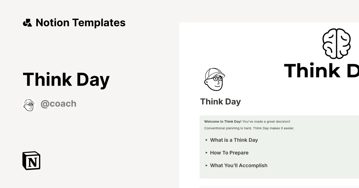 Think Day Template by Ramon – Certified Habit Coach | Notion Marketplace