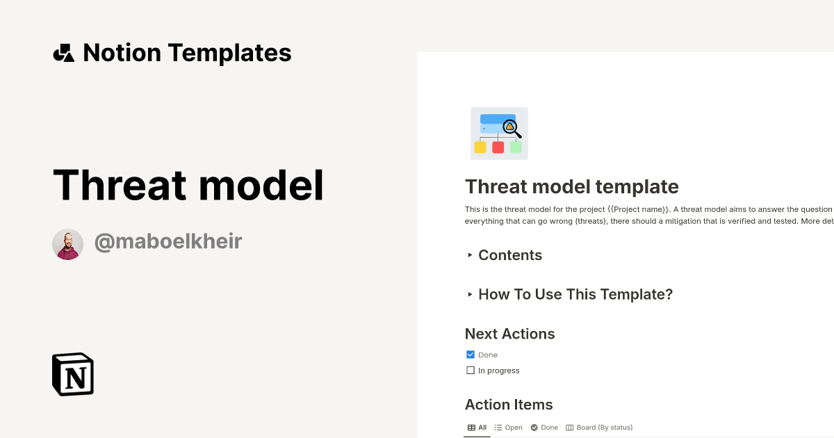Threat model Template by Mohamed AboElKheir | Notion Marketplace