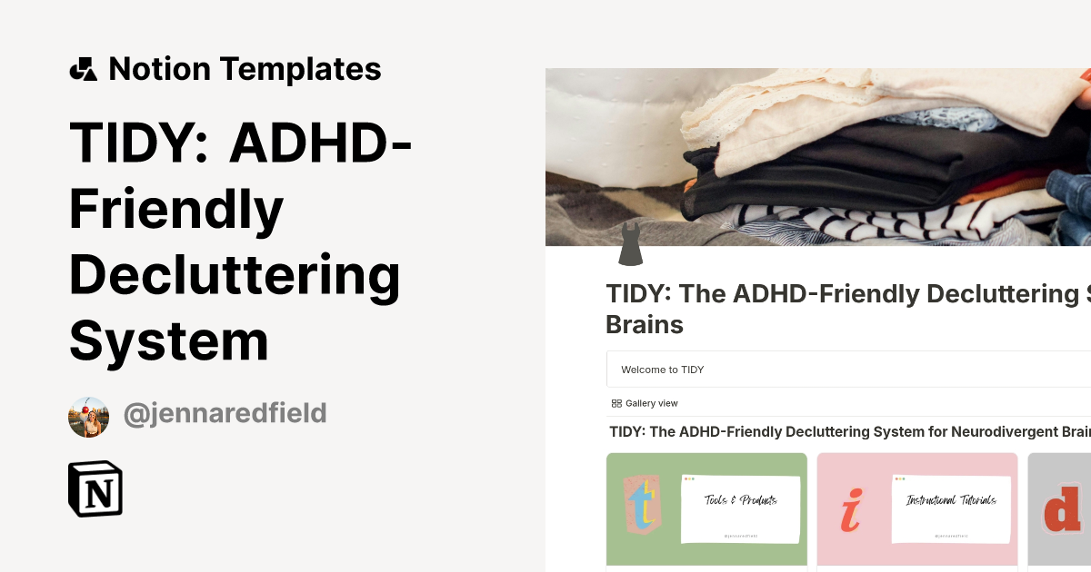 TIDY: ADHD-Friendly Decluttering System Template | Notion Marketplace