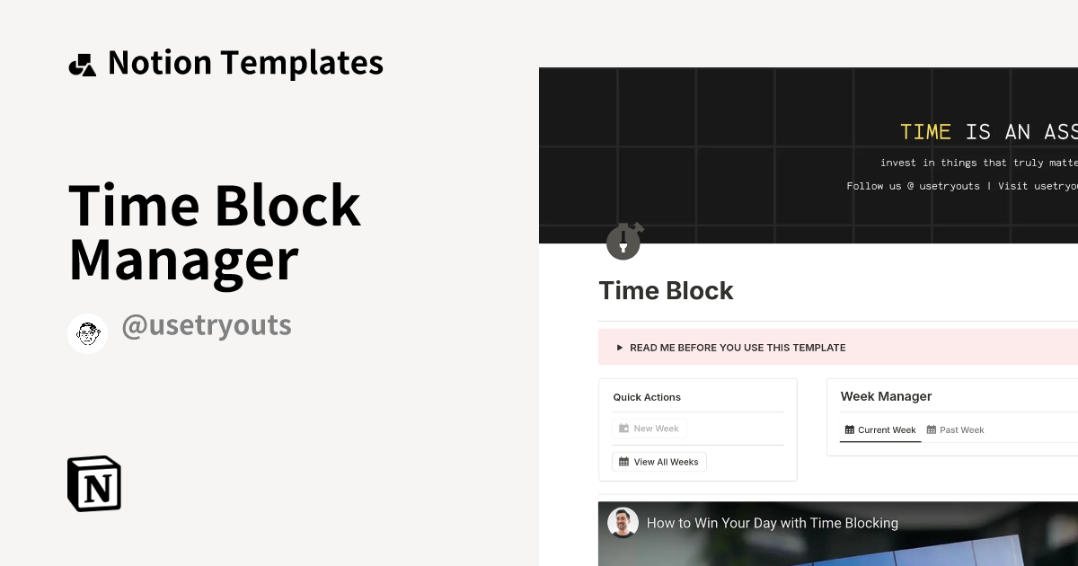 Time Block Manager Template | Notion Marketplace