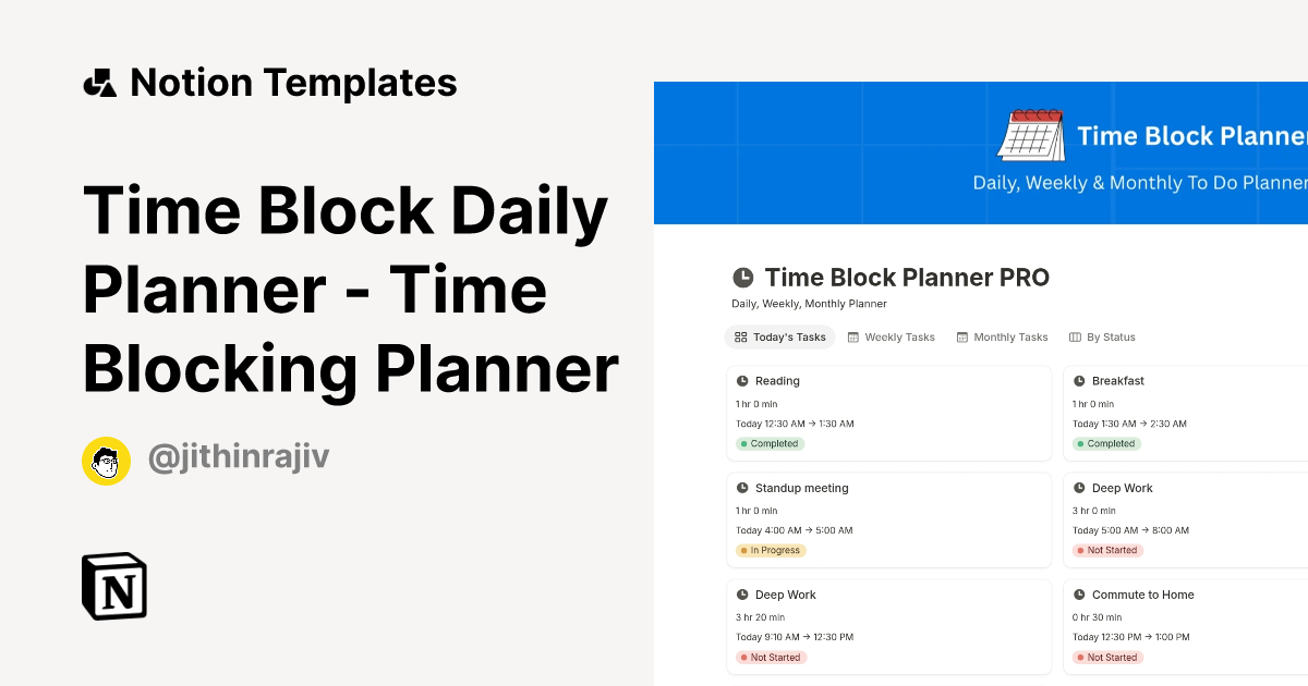 Time Block Daily Planner - Time Blocking Planner Template | Notion Marketplace