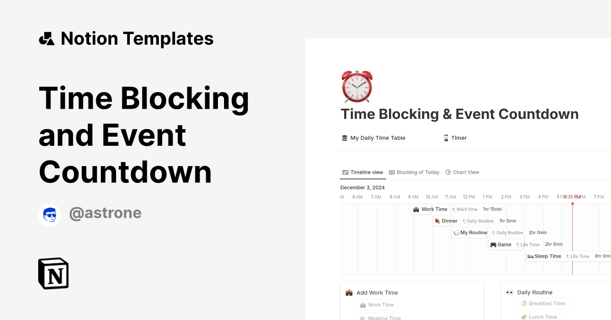 Time Blocking and Event Countdown Template | Notion Marketplace
