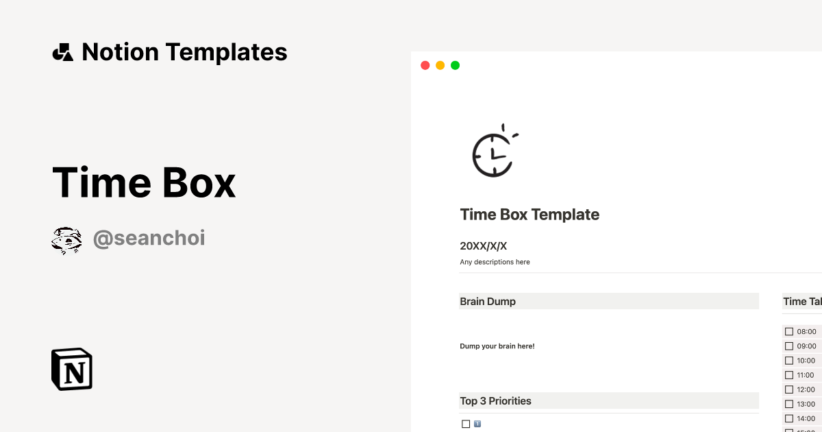 Time Box Template by Sean | Notion Marketplace