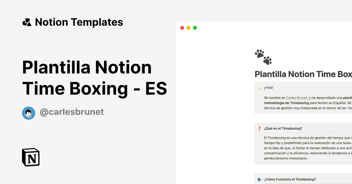 Plantilla Notion Time Boxing - ES Template | Notion Marketplace