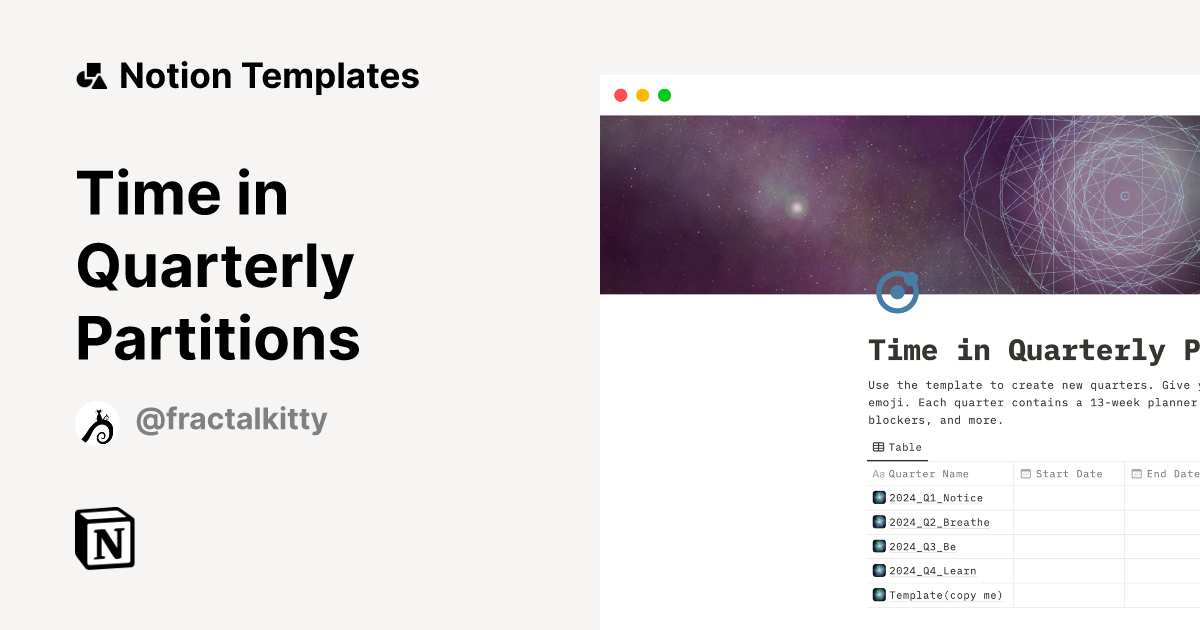 Time in Quarterly Partitions Template | Notion Marketplace