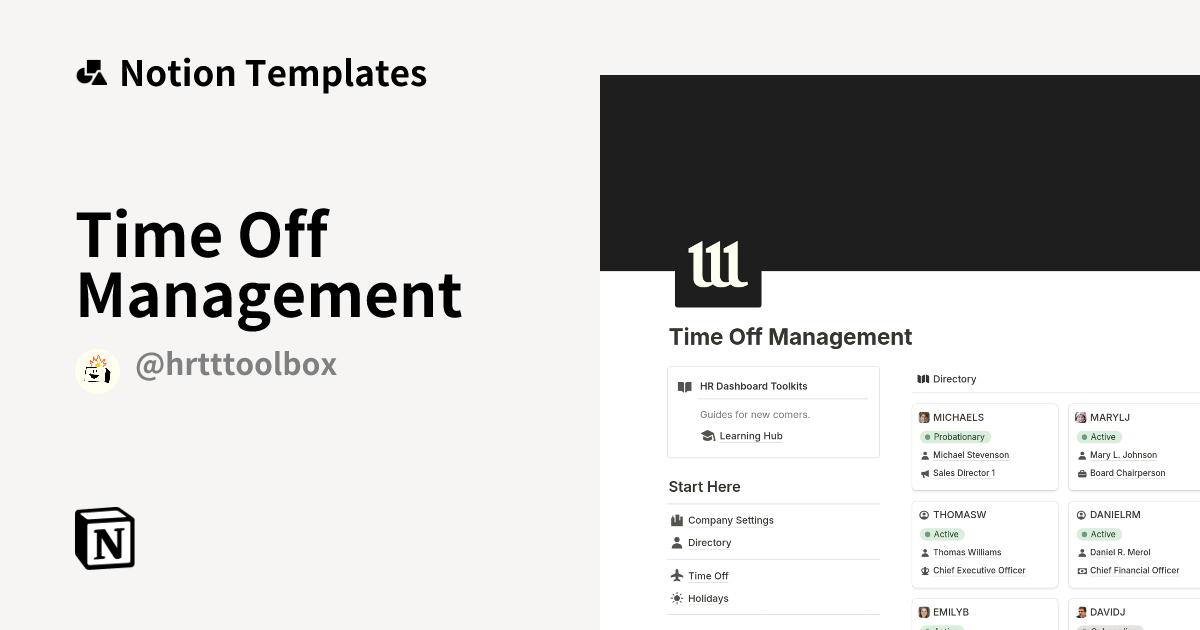 Time Off Management Template | Notion Marketplace