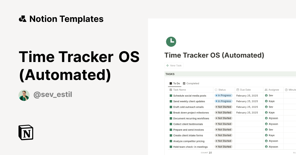 Time Tracker OS (Automated) Template | Notion Marketplace