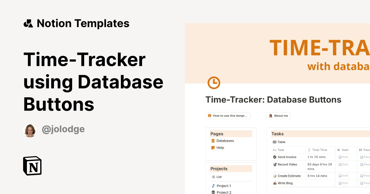 Time-Tracker using Database Buttons Template | Notion Marketplace