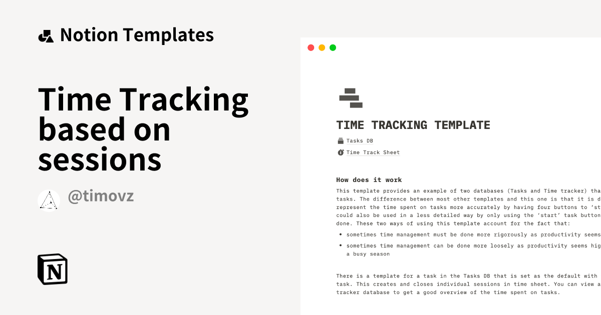Time Tracking based on sessions Template | Notion Marketplace
